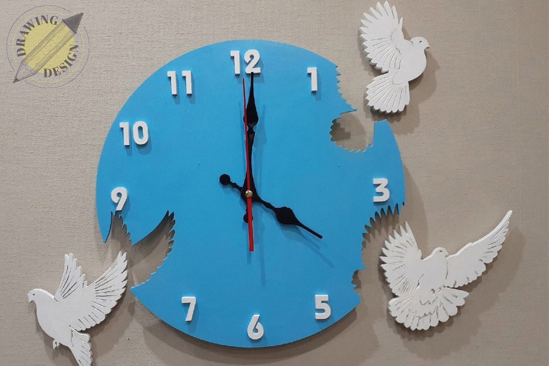 Laser Cut Pigeon Wall Clock Instant Download Vector Files Cdr Dxf Svg ...