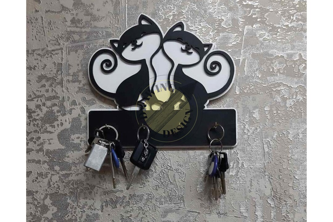 Laser Cut Cute Cats Key Holder Instant Download Vector Files - Etsy