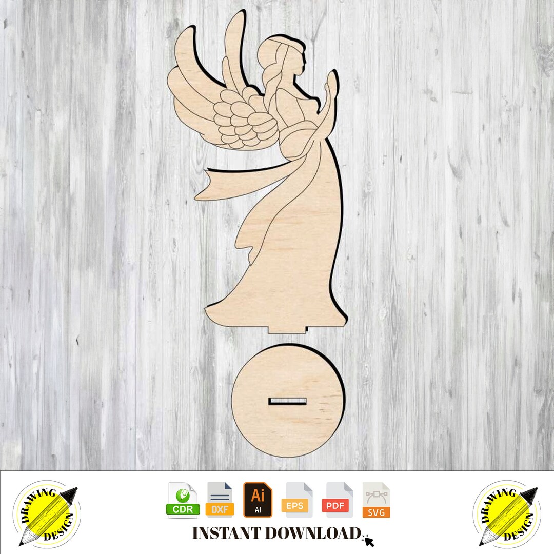 Laser Cut Wooden Angel Ornament Instant Download Vector Files Cdr Dxf ...