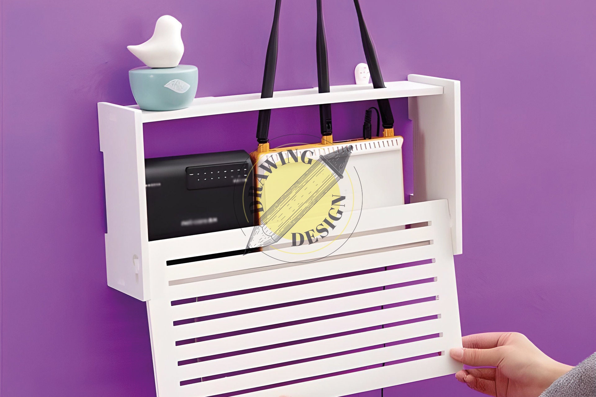 Laser Cut Wifi Router Storage Box Wood Shelf Wall Hangings Bracket ...