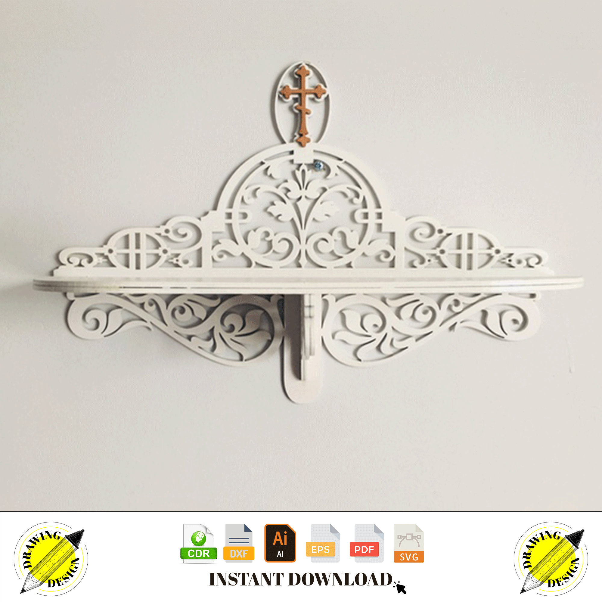 Laser Cut Wall Altar Shelf Instant Download Vector Files Cdr Dxf Svg Ai ...
