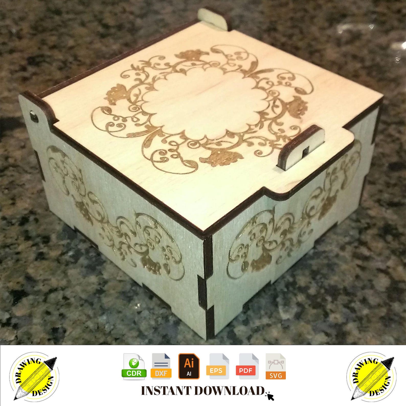 Laser Cut Engraved Jewelry Box Instant Download Vector Files Cdr Dxf ...
