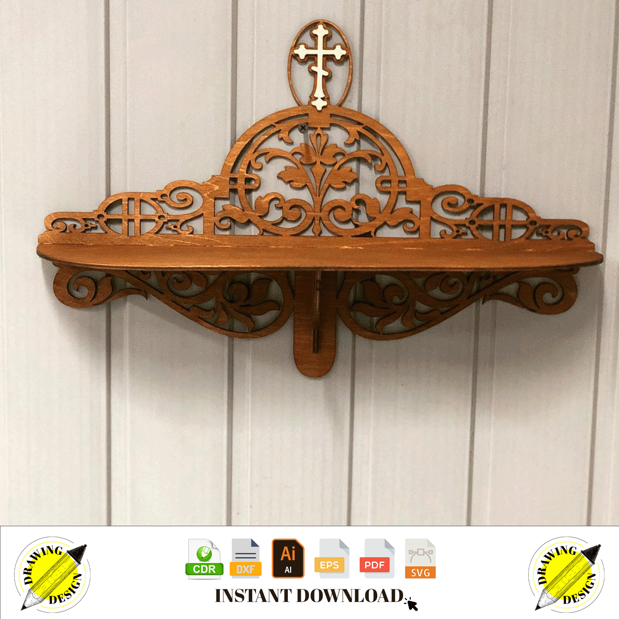 Laser Cut Wall Altar Shelf Instant Download Vector Files Cdr Dxf Svg Ai ...