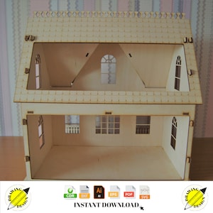 Laser Cut Wooden Model House Instant Download Vector Files Cdr Dxf Svg ...