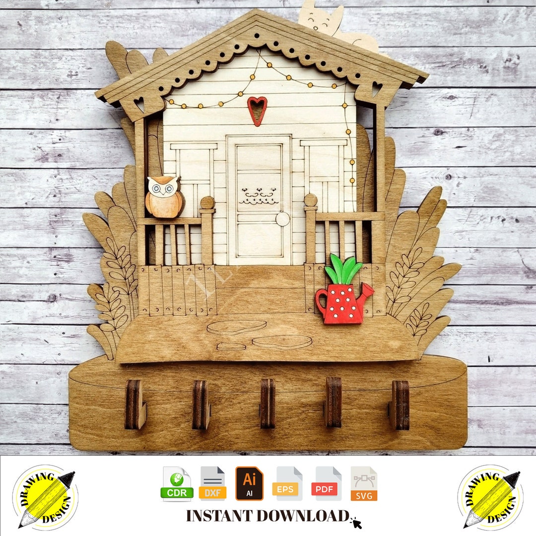 Laser Cut Wall Key Holder 6mm Instant Download Vector Files Cdr Dxf Svg ...