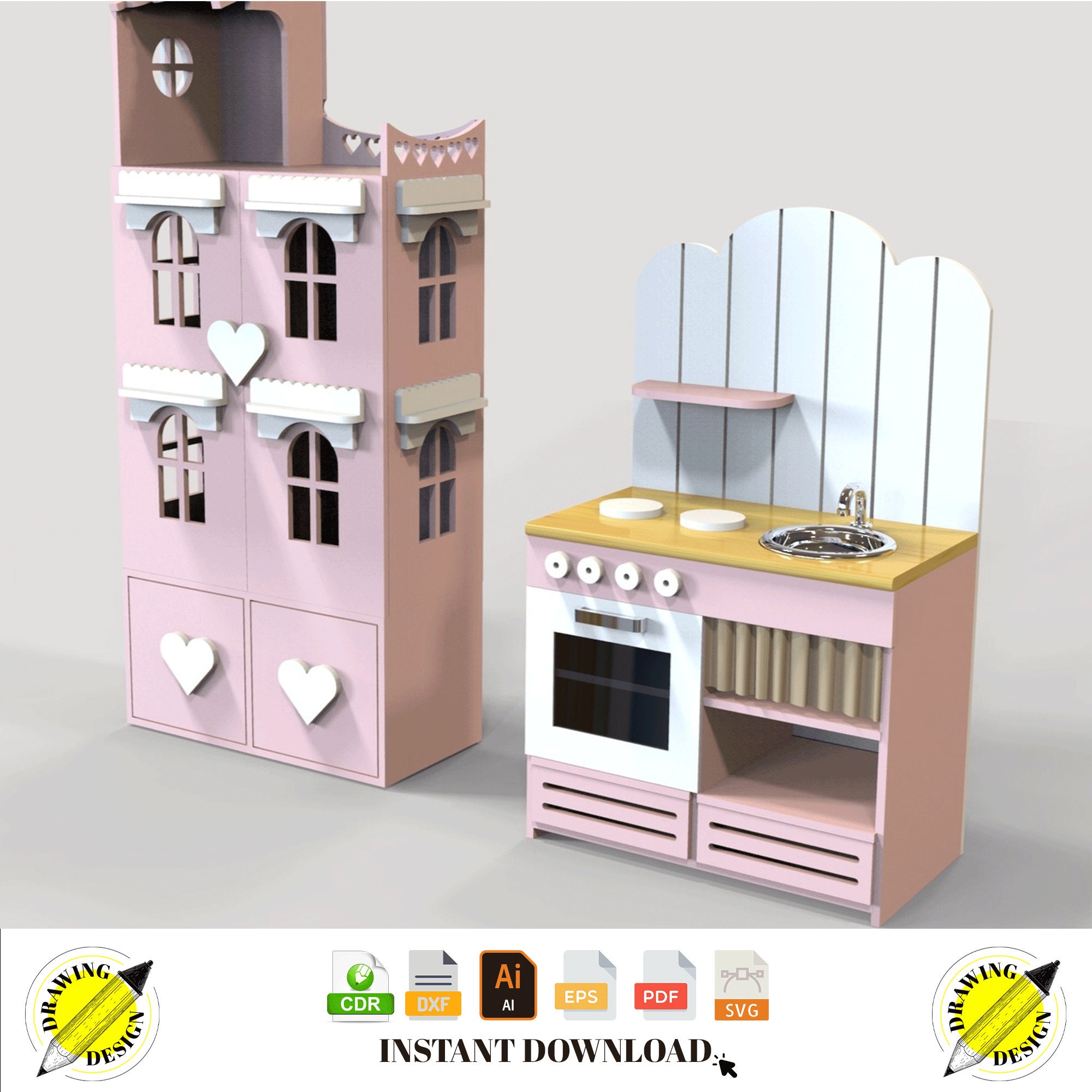 Laser Cut Kitchen Set for Kids Instant Download Vector Files Cdr Dxf ...