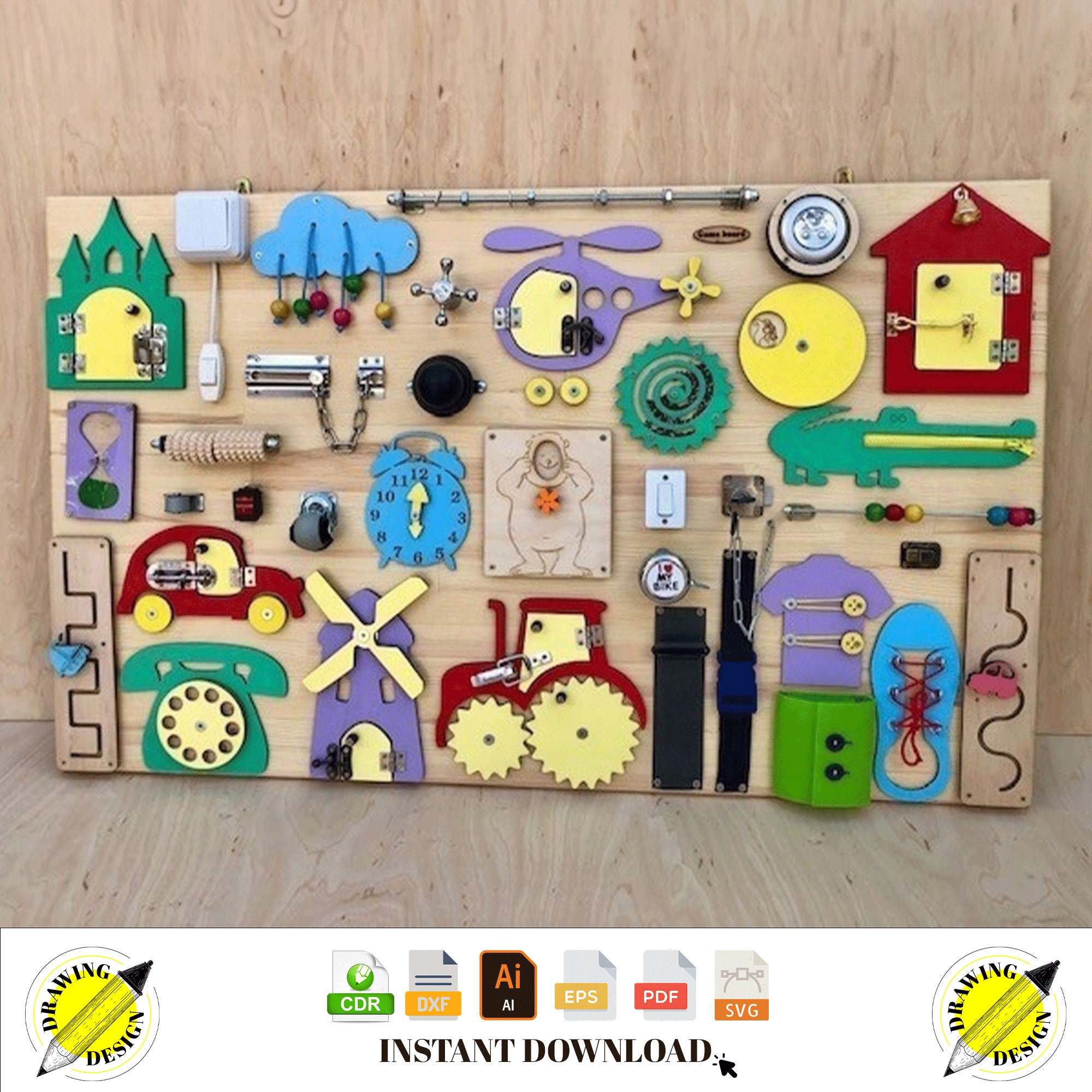 Laser Cut Busy Board for Kids Activity Board for Toddlers Instant ...