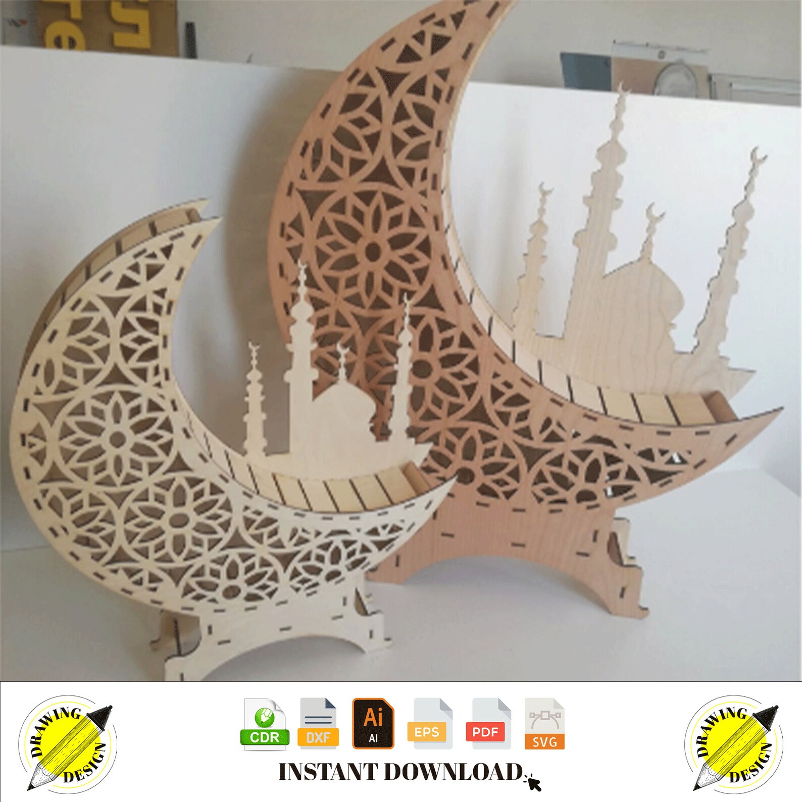 Laser Cut Ramadan Crescent Moon Decor Instant Download Vector Files Cdr ...