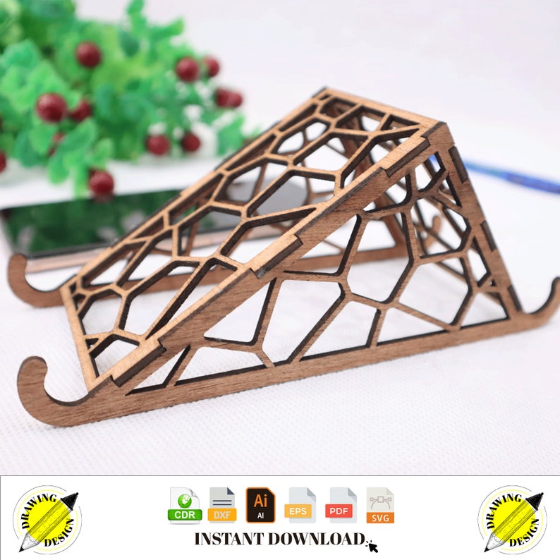 Laser Cut Wooden Phone Stand 3mm Instant Download Vector Files Cdr Dxf ...