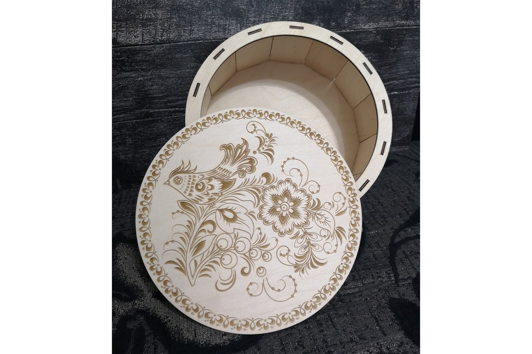 Laser Cut Wooden Engraved Round Box Instant Download Vector - Etsy