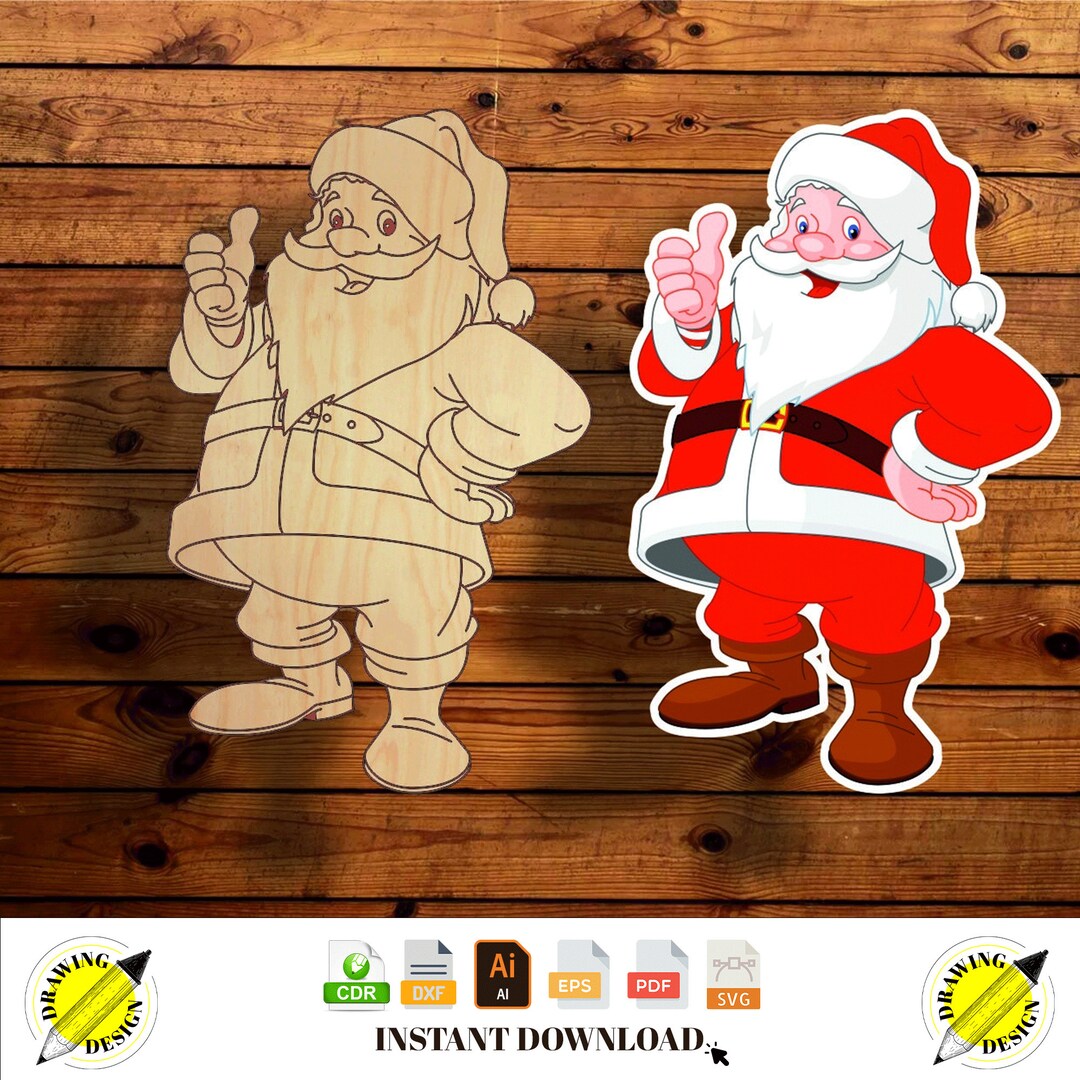 Laser Cut Engrave Santa Claus Christmas Decoration Instant Download ...