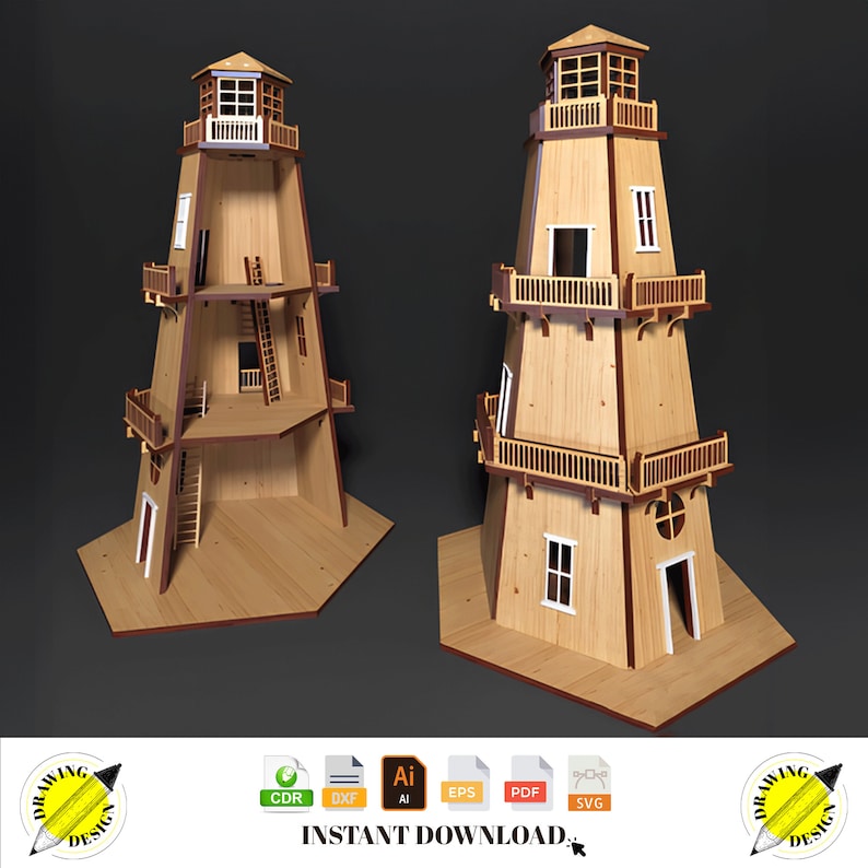 Laser Cut Lighthouse 4mm Instant Download Vector Files Cdr Dxf Svg Ai ...