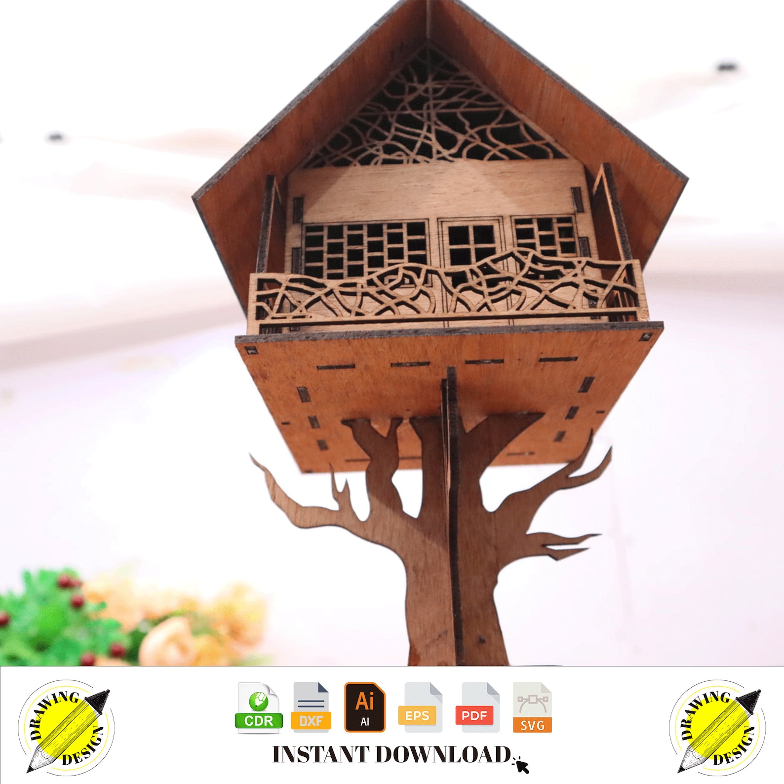 Laser Cut Tree House 3mm Instant Download Vector Files Cdr Dxf Svg Ai ...