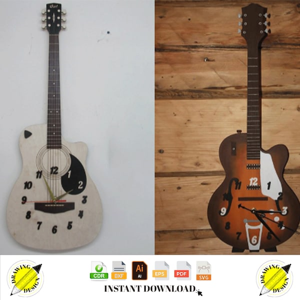 Guitar Clock Svg - Etsy