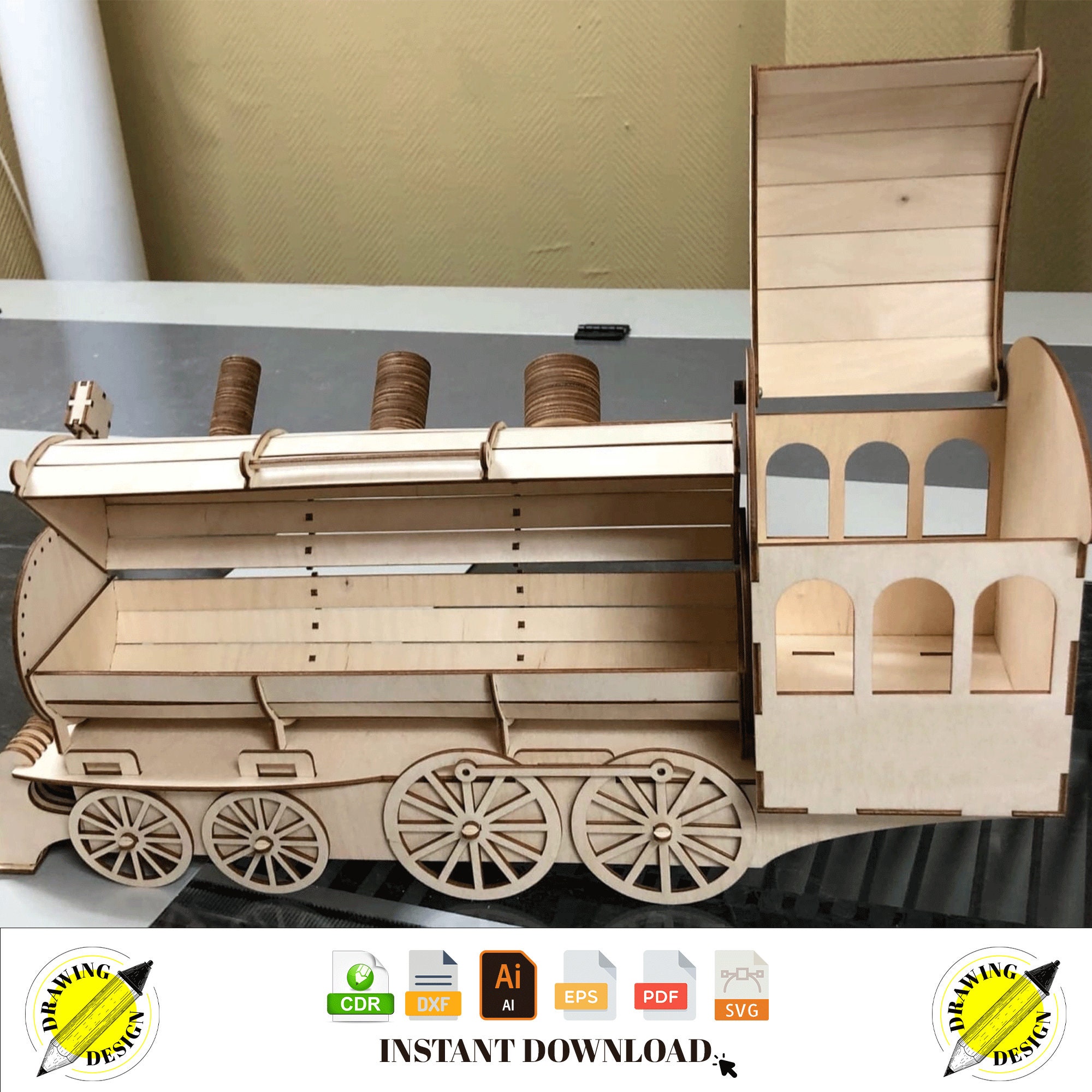 Laser Cut Steam Train Gift Box Instant Download Vector Files Cdr Dxf ...