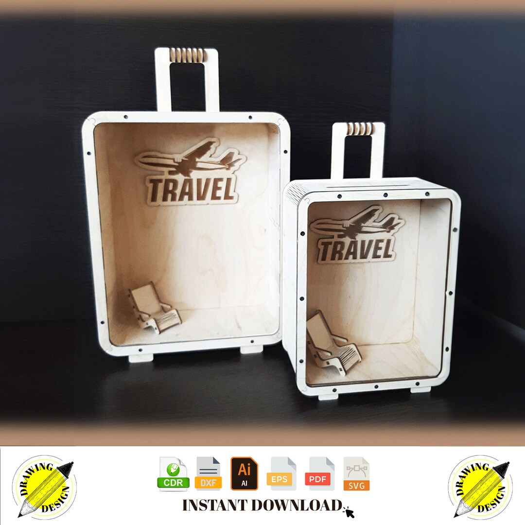 Laser Cut Travel Piggy Bank Suitcase Vacation Fund Holiday - Etsy