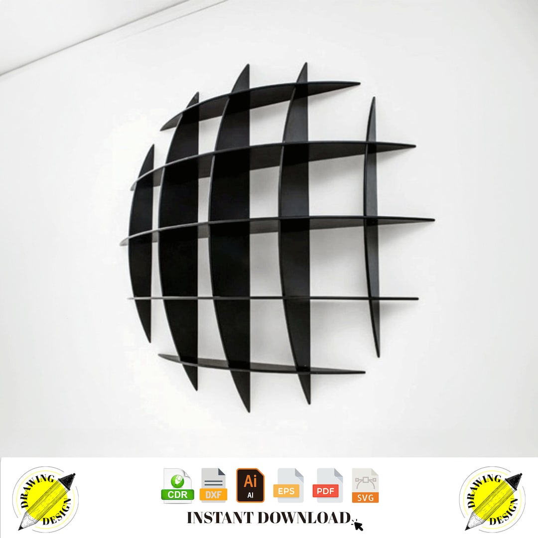 Laser Cut Sphere Shelf Wall Decor Instant Download Vector Files Cdr Dxf ...