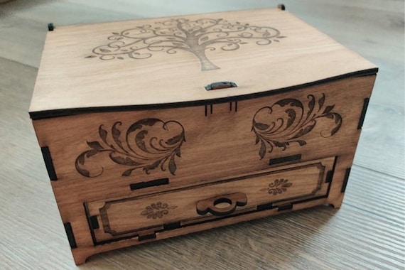 Laser Cut Wooden Box With Drawer Instant Download Vector Files - Etsy