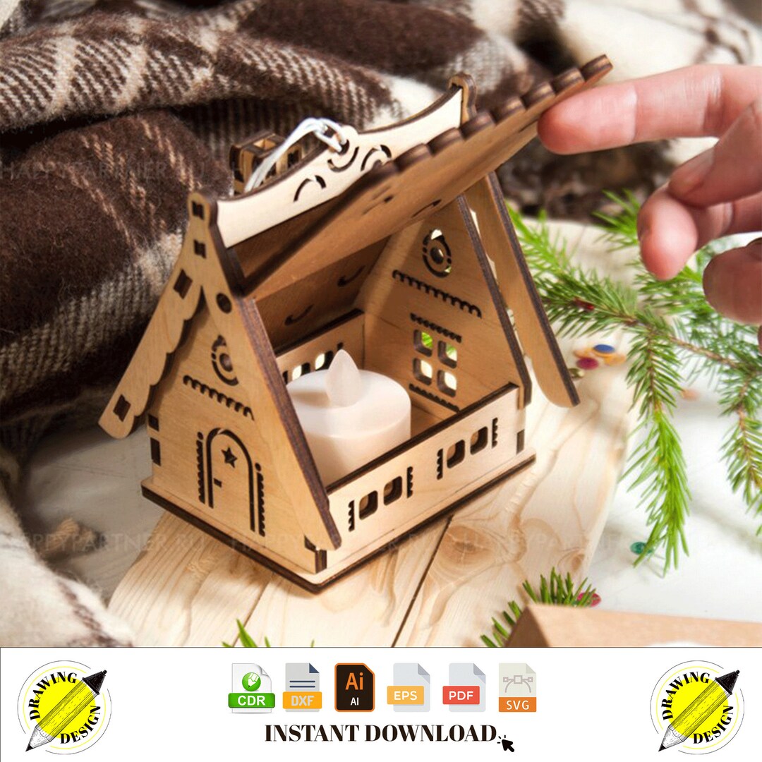 Laser Cut Christmas Village House 3mm Instant Download Vector Files Cdr ...