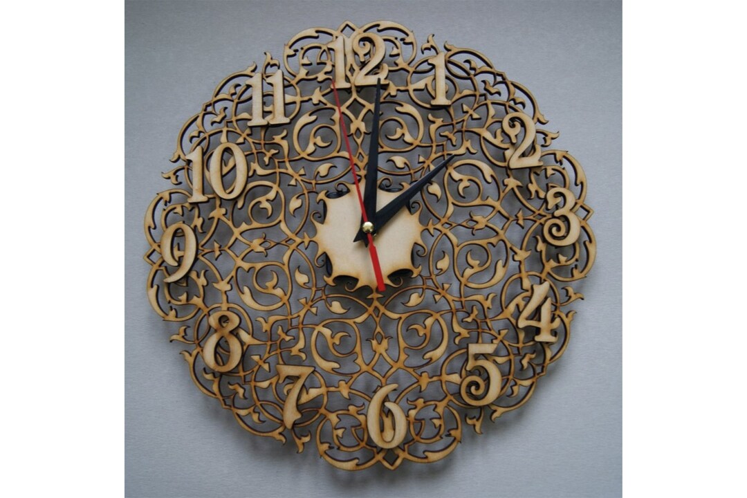 Laser Cut Floral Wall Clock Instant Download Vector Files Cdr Dxf Svg ...