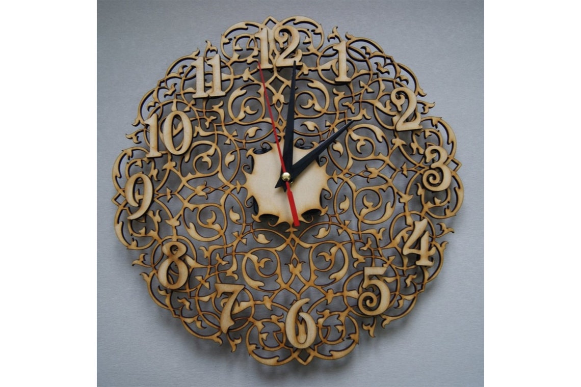 Laser Cut Floral Wall Clock Instant Download Vector Files Cdr Dxf Svg ...