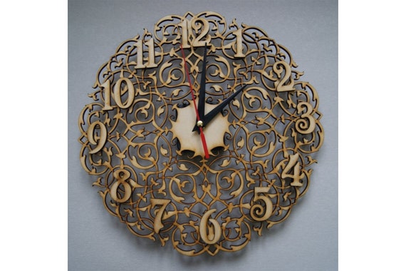 Laser Cut Floral Wall Clock Instant Download Vector Files Cdr - Etsy