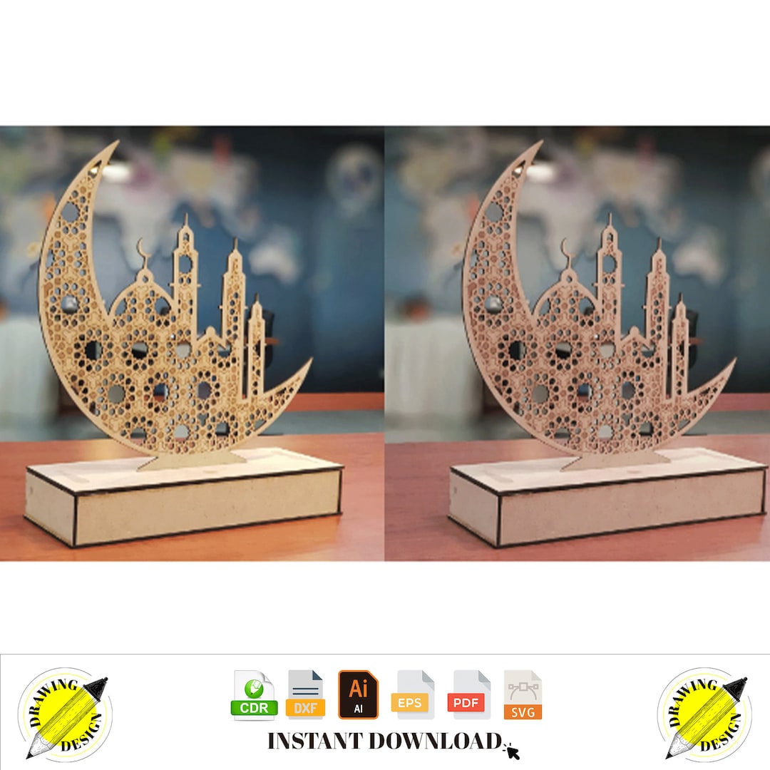 Laser Cut Ramadan Moon Decor Instant Download Vector Files Cdr Dxf Svg ...