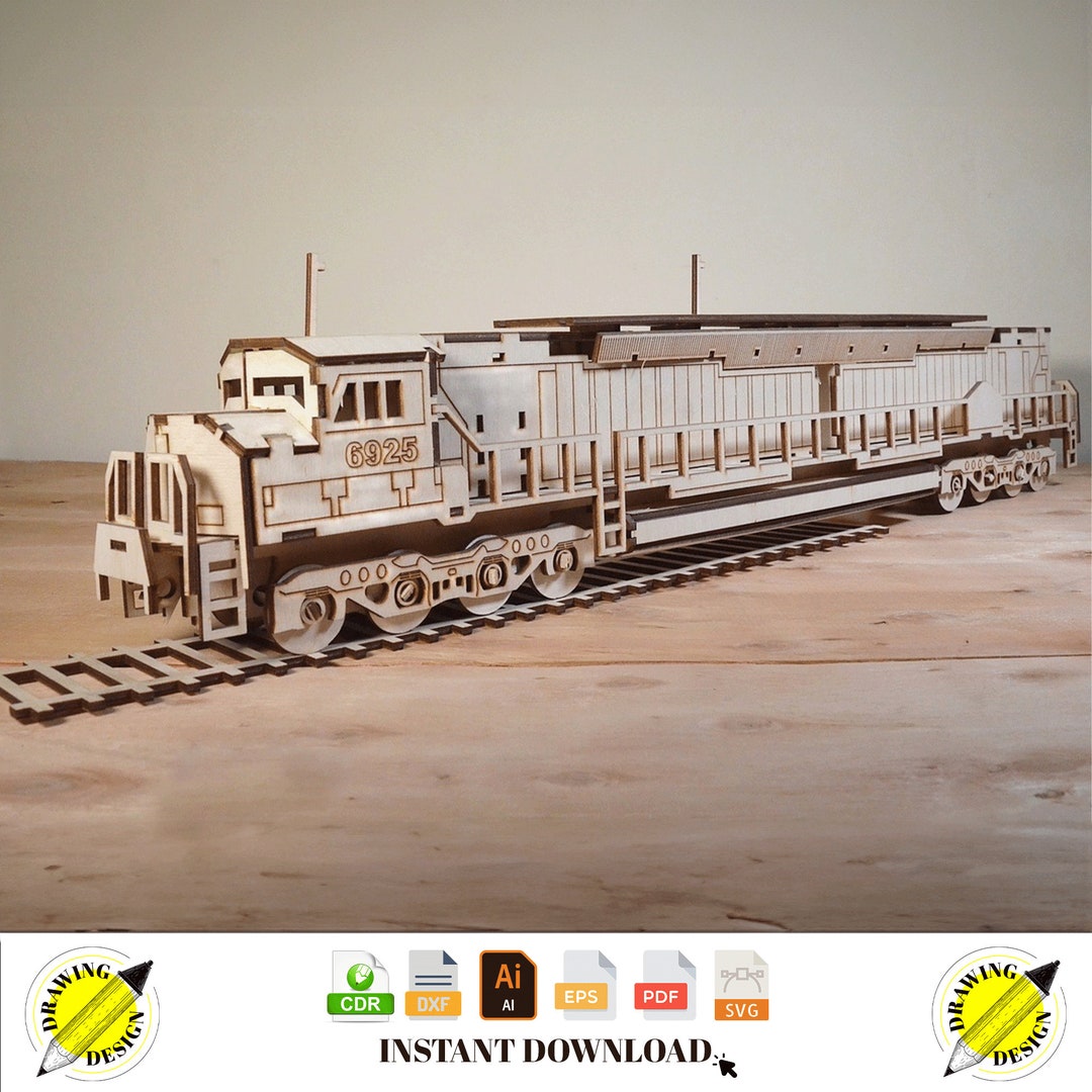 Laser Cut Railway Locomotive Engine 3D Puzzle 3mm Instant Download ...
