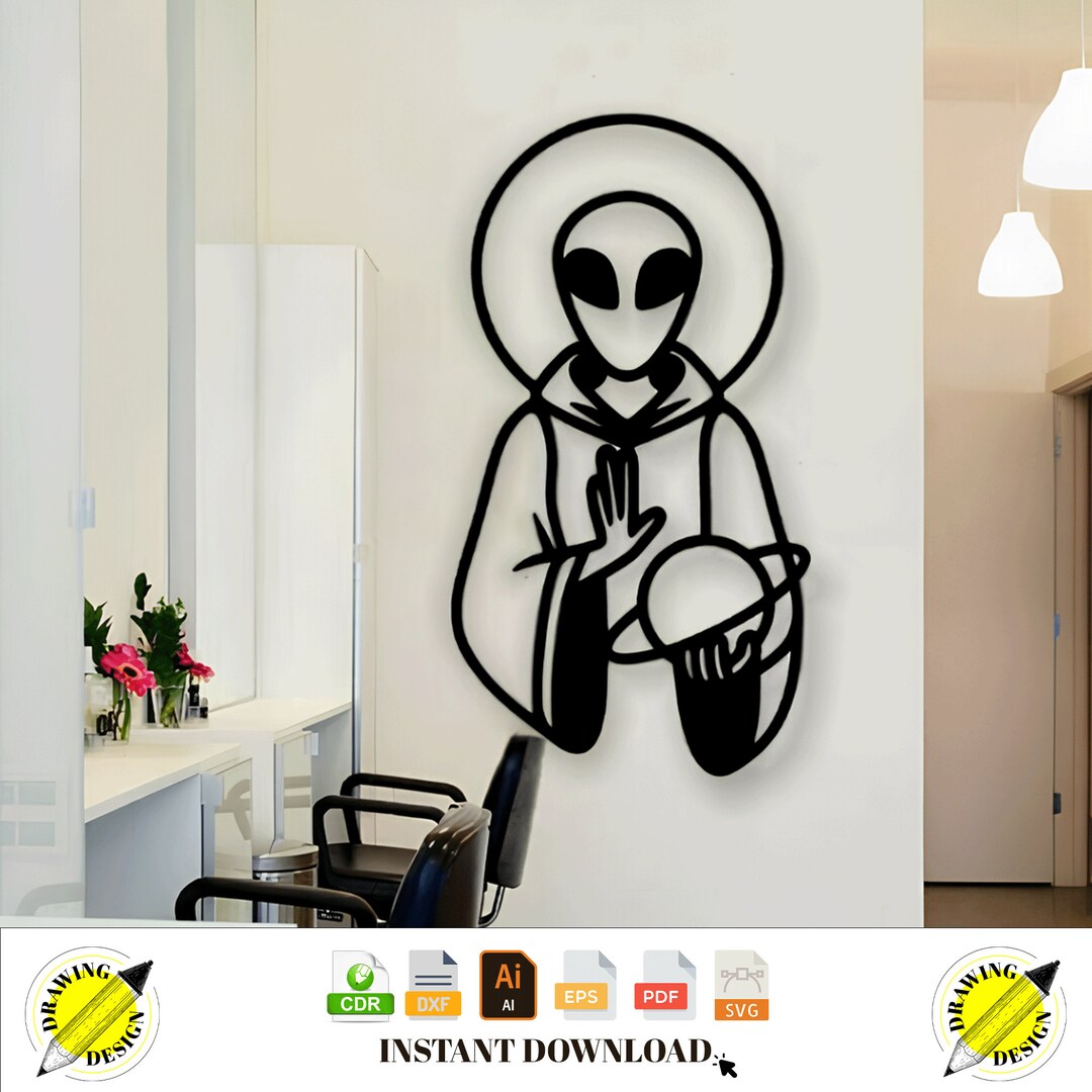 Laser Cut Alien Wall Decor Instant Download Vector Files Cdr Dxf Svg Ai ...