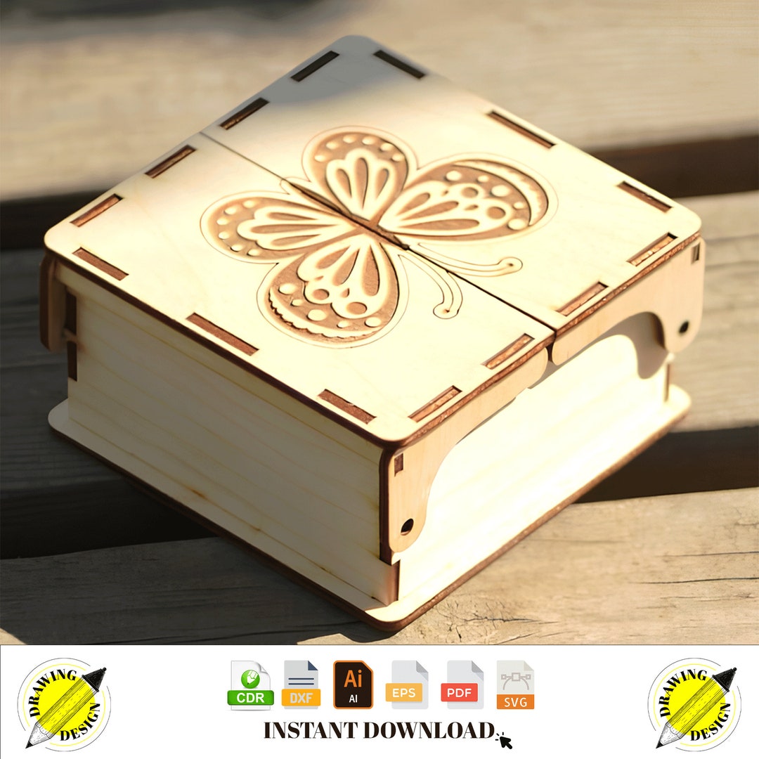 Laser Cut Butterfly Box 3mm Instant Download Vector Files Cdr Dxf Svg Ai Eps Pdf - Etsy