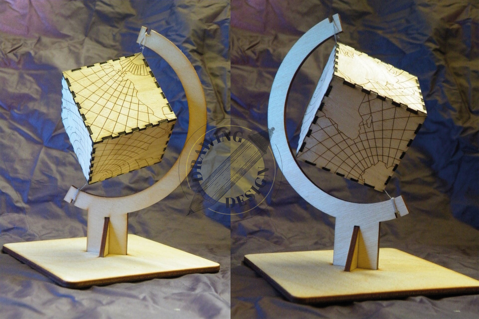 Laser Cut Cube Globe Instant Download Vector Files Cdr Dxf Svg Ai Eps ...