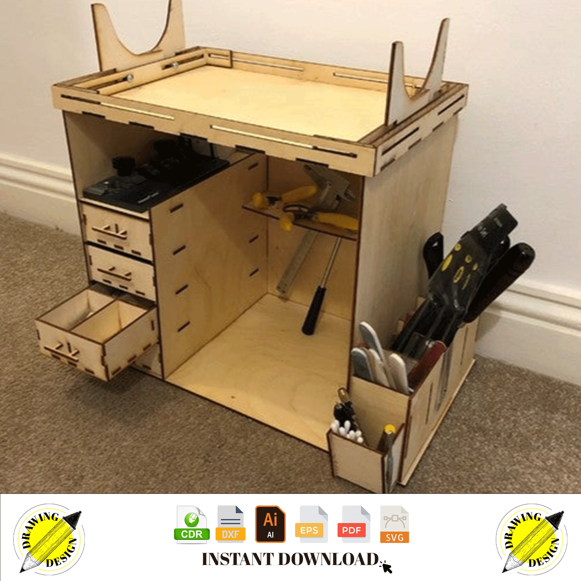 Laser Cut Tool Storage Rack Tools Organizer 4mm Instant Download Vector ...