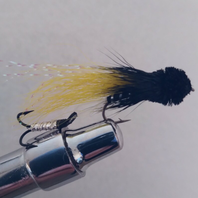 Pack of 3 Tandem Fly - Salmon/sea Trout. Black Magic Yellow. Size 10 ...