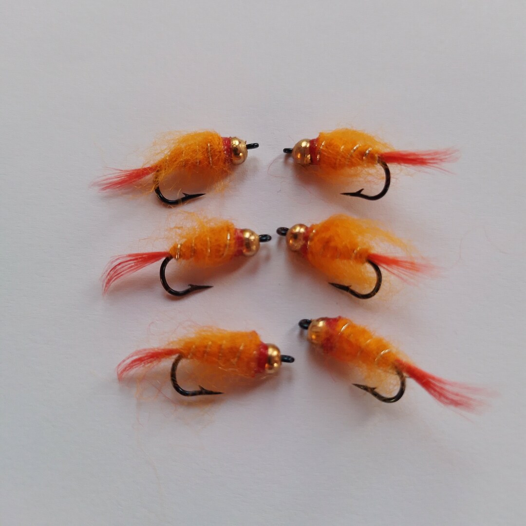 Pack of 6 Orange Goldhead Nymph Fly. Size 12 - Etsy