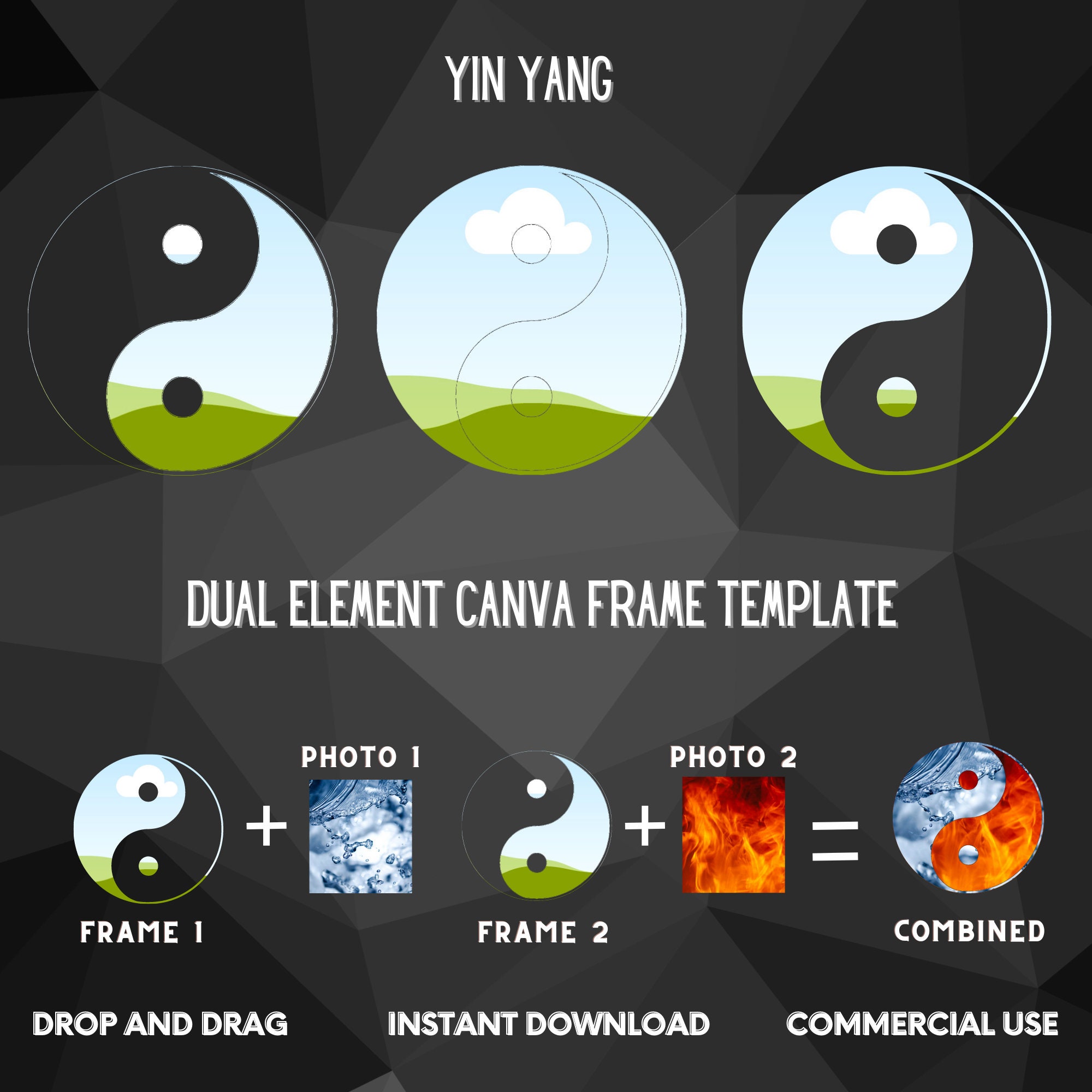 Yin Yang Dual Sided Canva Frame Template Commercial Use and Unlimited ...