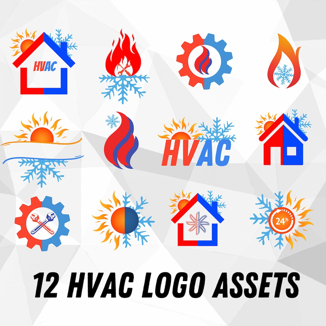12 Hvac Logo Sticker Maker Bundle SVG, PNG, PDF - Heating and Cooling, Heating, Ventilation, and ...