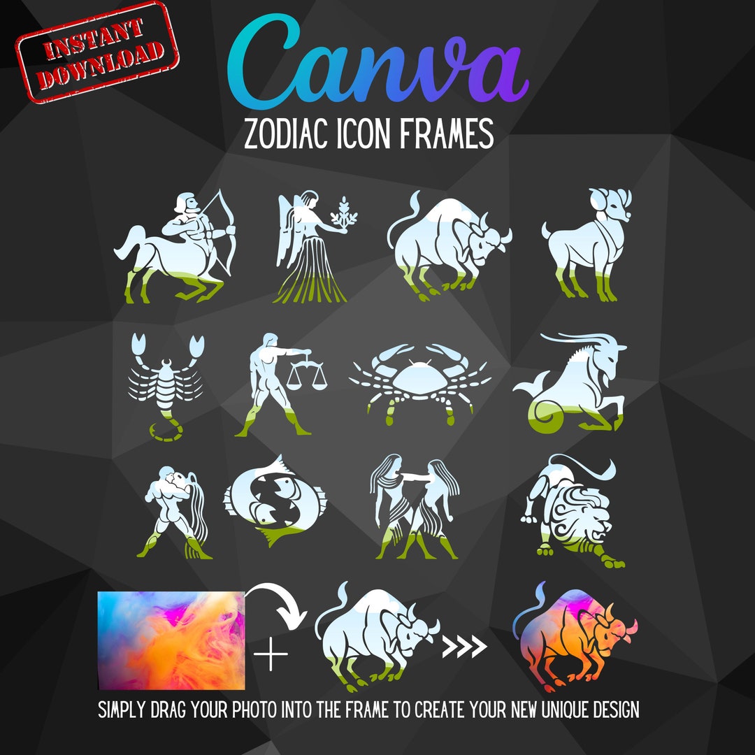 Zodiac Canva Frame Template for Making Your Own Custom Designs for ...