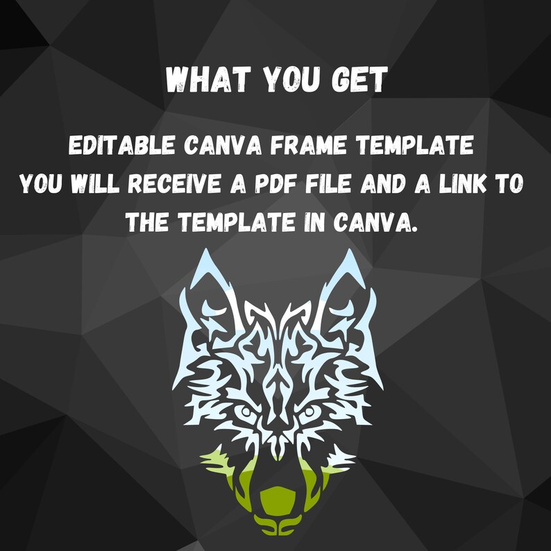 Tribal Wolf Head Canva Frame Template Commercial Use and Unlimited ...