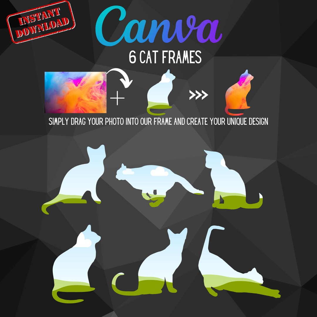 6 Cat Frame Canva Template - Etsy