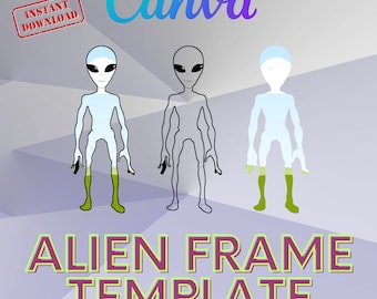 Alien Canva Frame Bundle UFO Alien Bigfoot Editable Canva Template ...