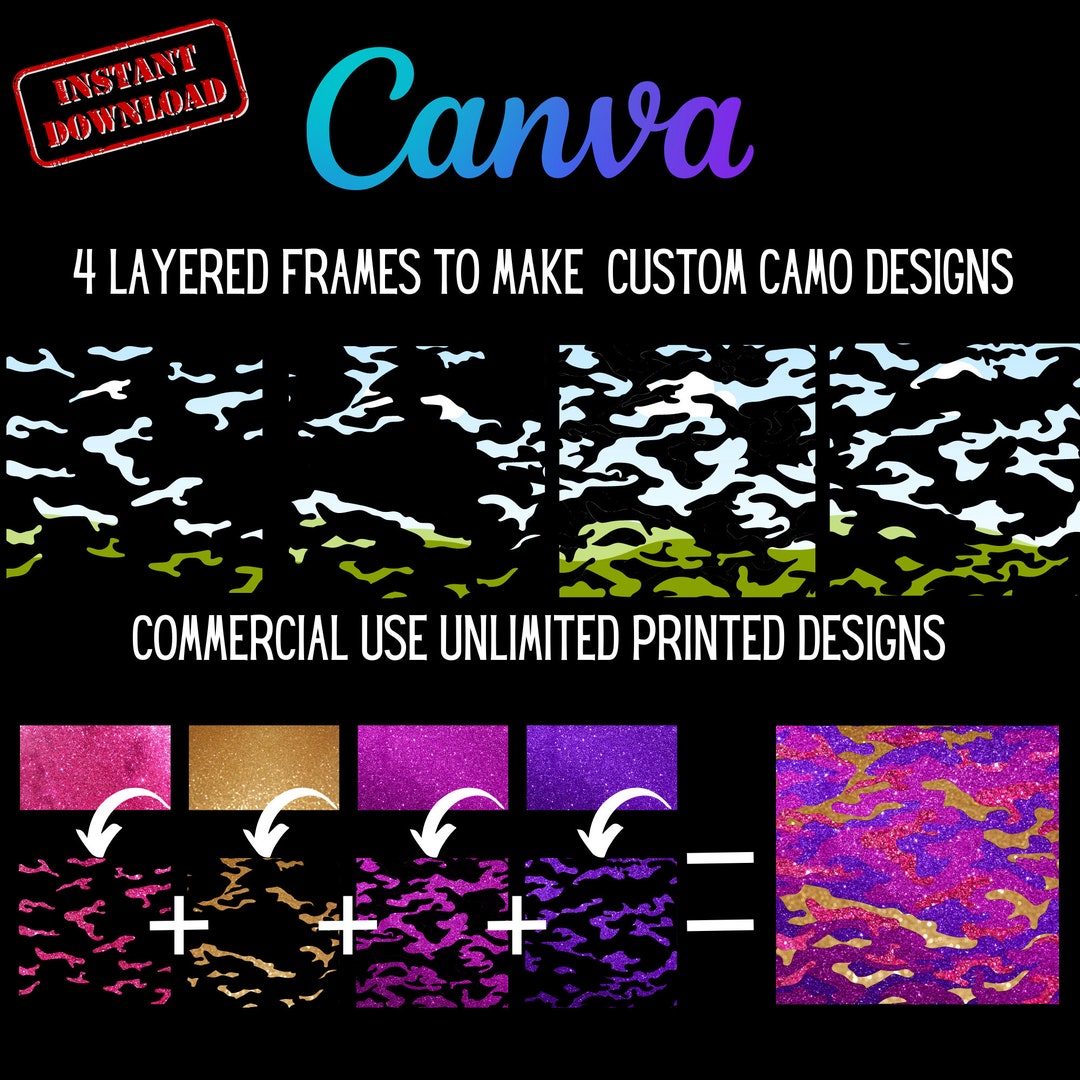 4 Layered Frames to Make Custom Camo Designs in Canva for Stickers ...