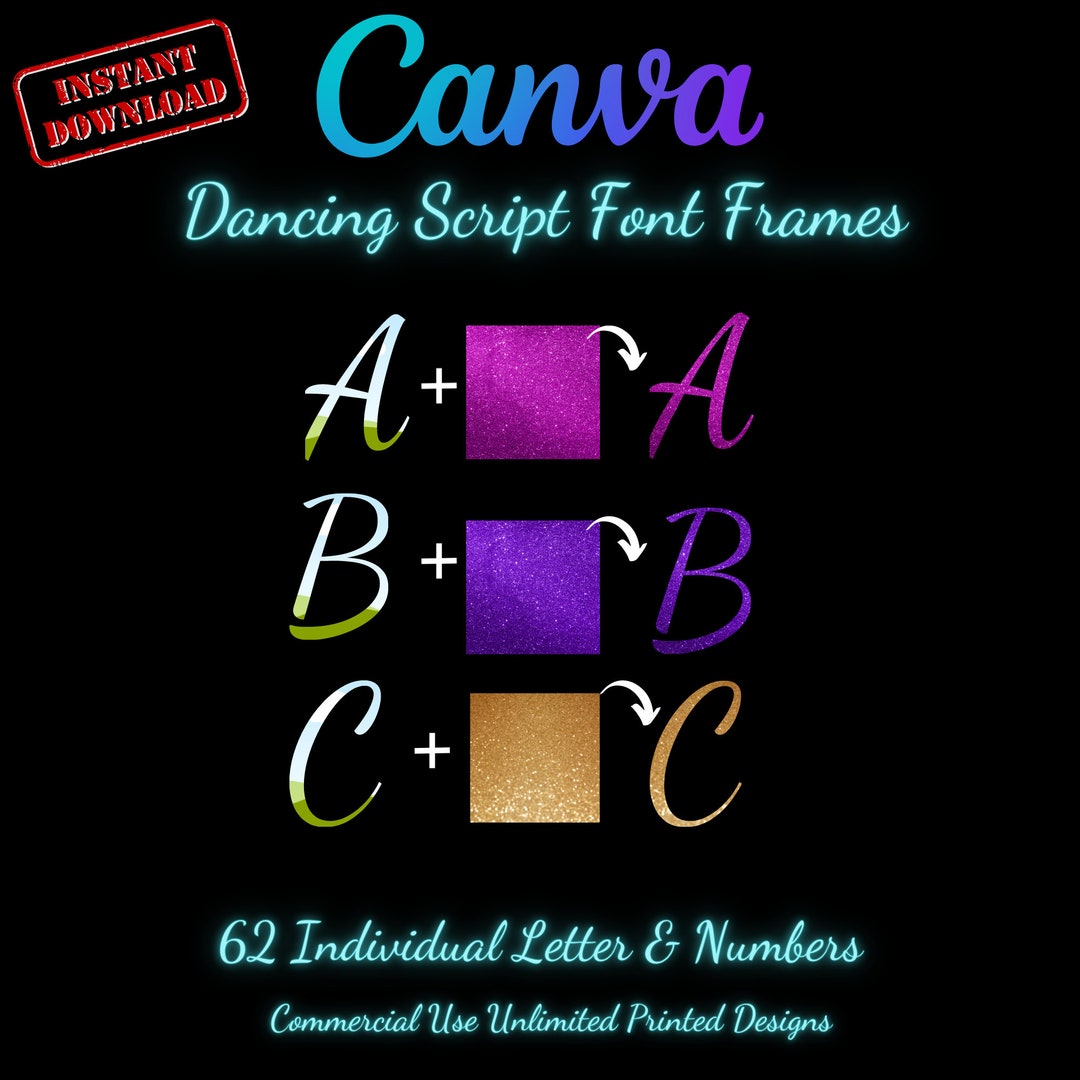 Dancing Script Font Canva Frames Template A-z Uppercase Lower Case and ...