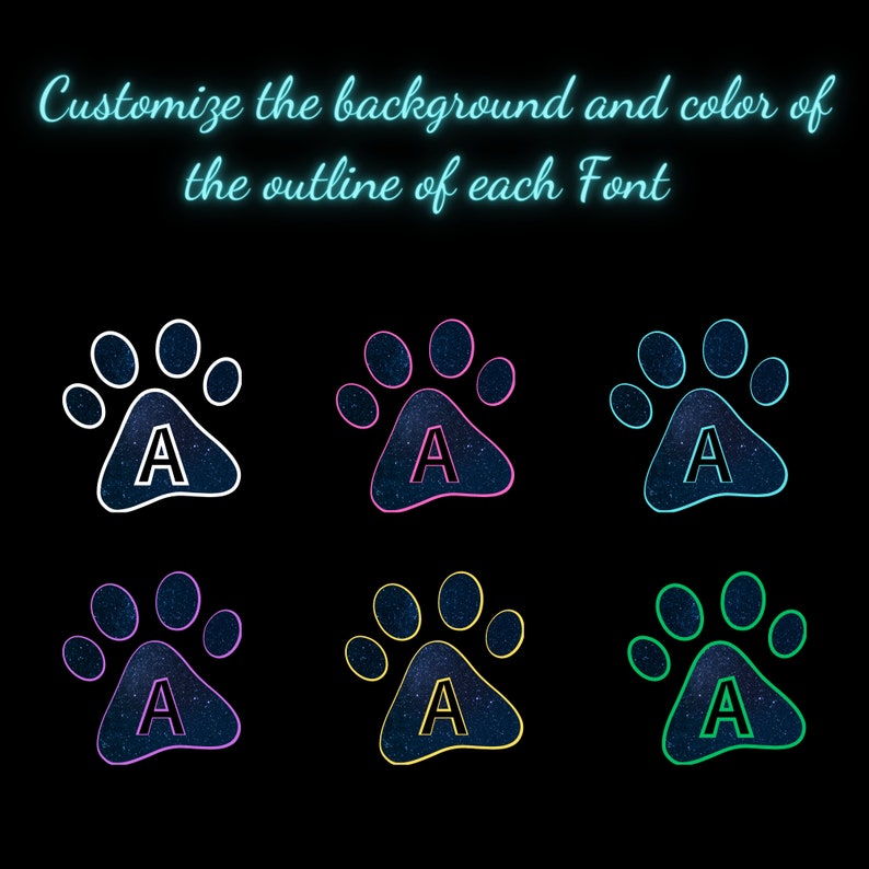 Drop and Drag Paw Prints Font Canva Frames Template A-z Uppercase and ...