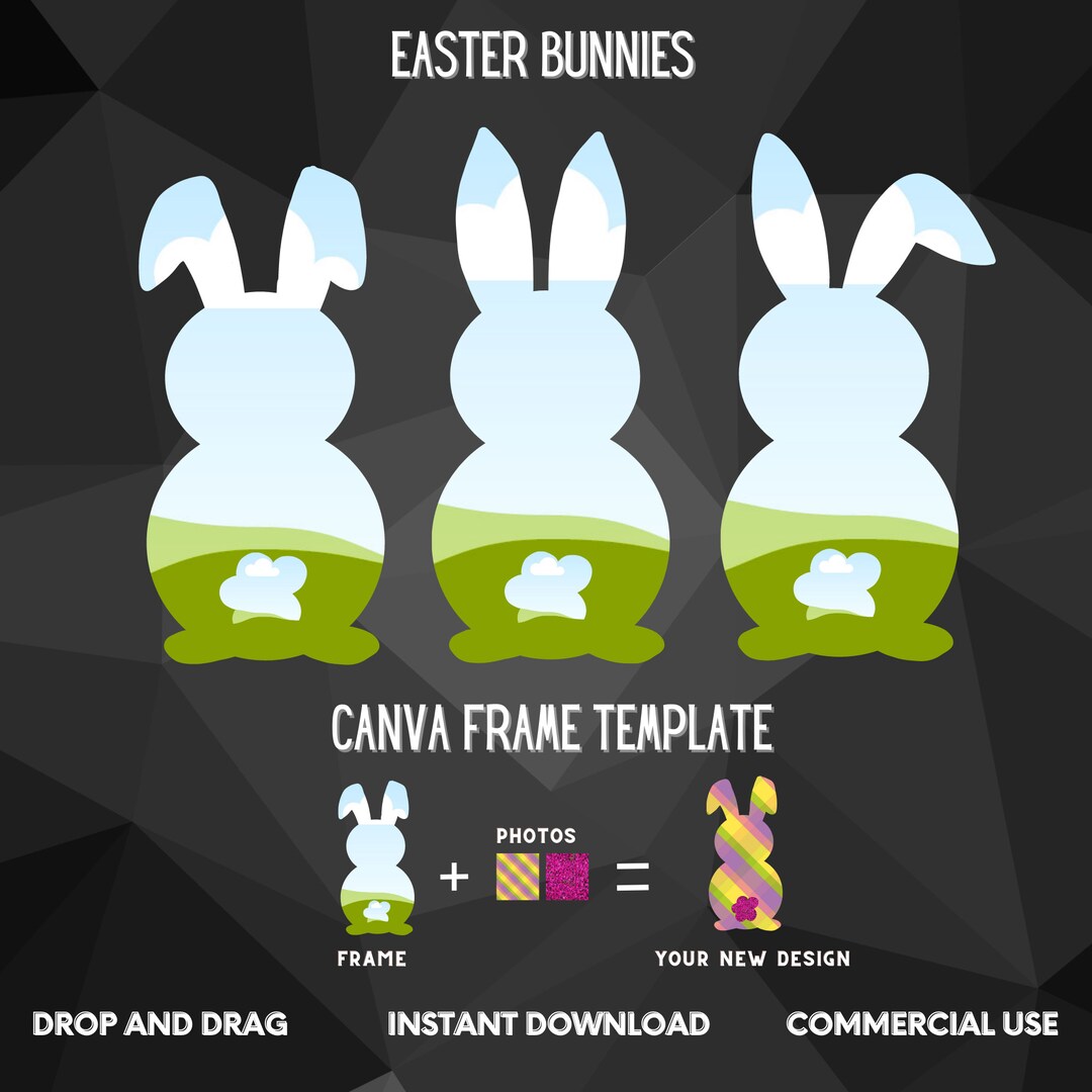 Easter Bunnies Canva Frame Template Commercial Use and Unlimited ...