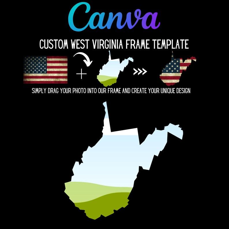 West Virginia Canva Frame Template - Etsy