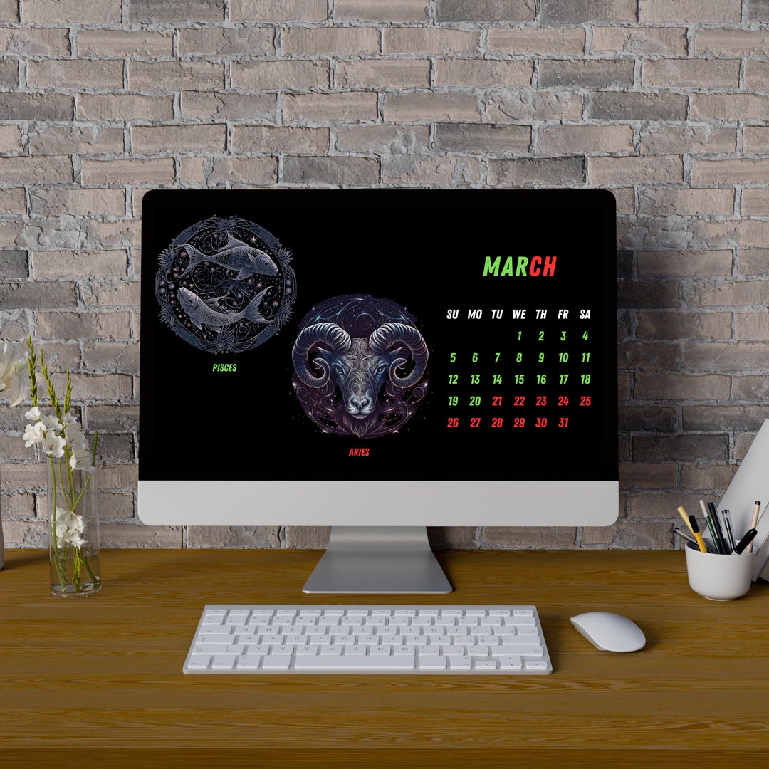 2023 Zodiac 12 Month Calander Desktop Wallpaper - Etsy
