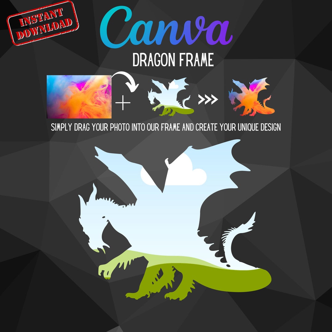 Canva Frames Dragon Frame Template for Making Custom Designs for Shirts ...