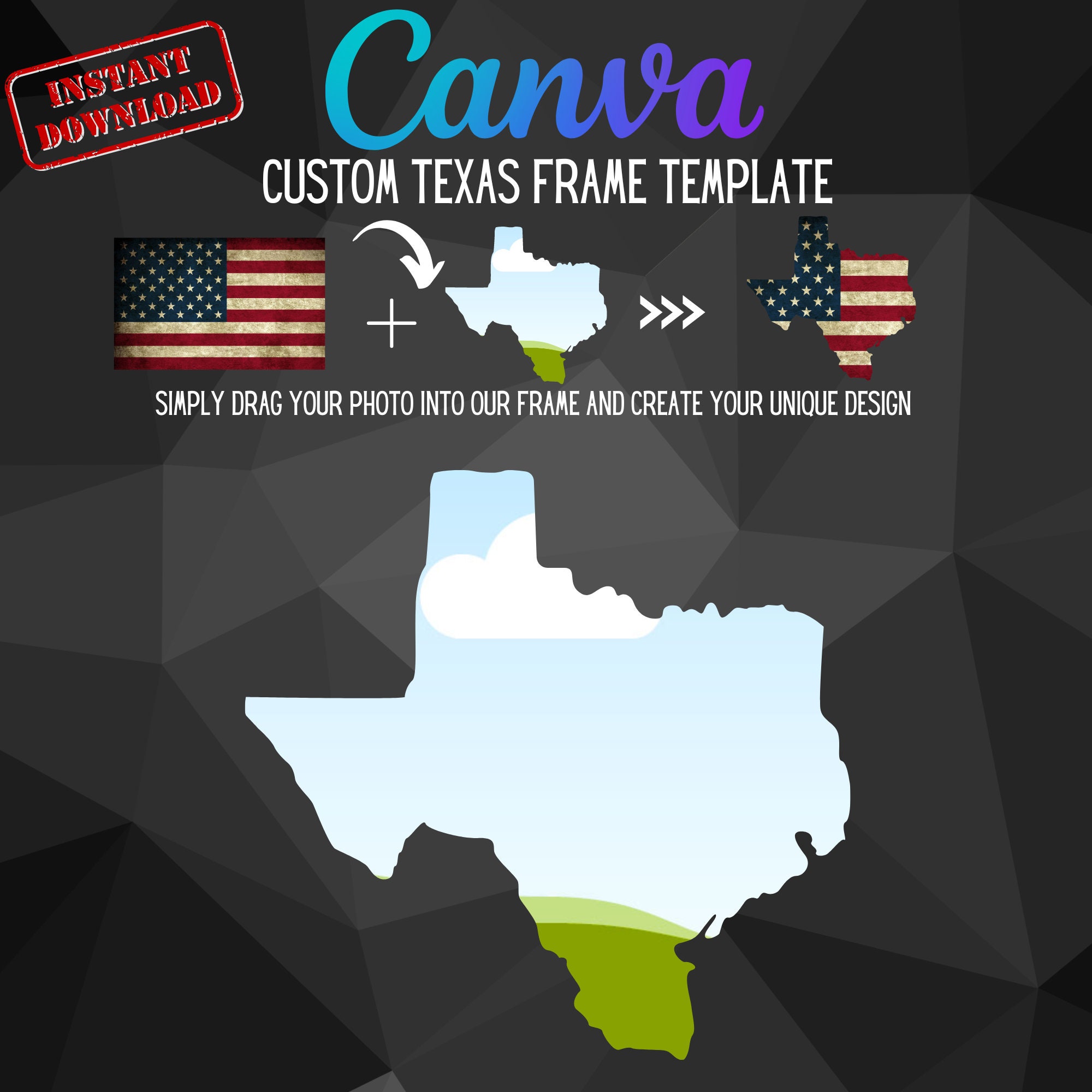 Custom Texas Canva Frame Template - Etsy