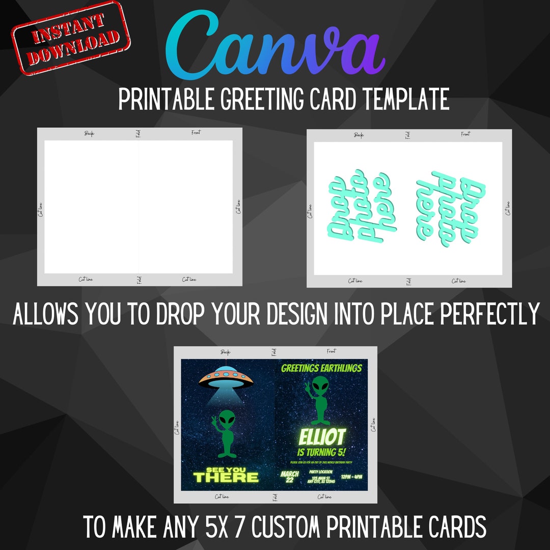 5*7 Drag and Drop Card Templates for Greeting Birthday Invitations ...