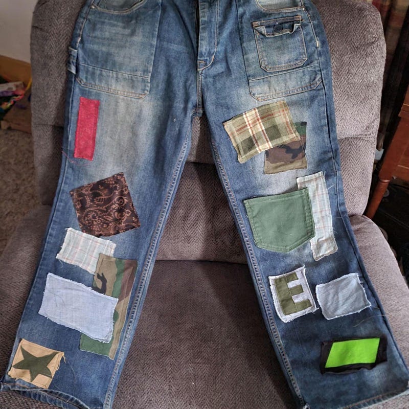 Patchwork Jeans - Etsy